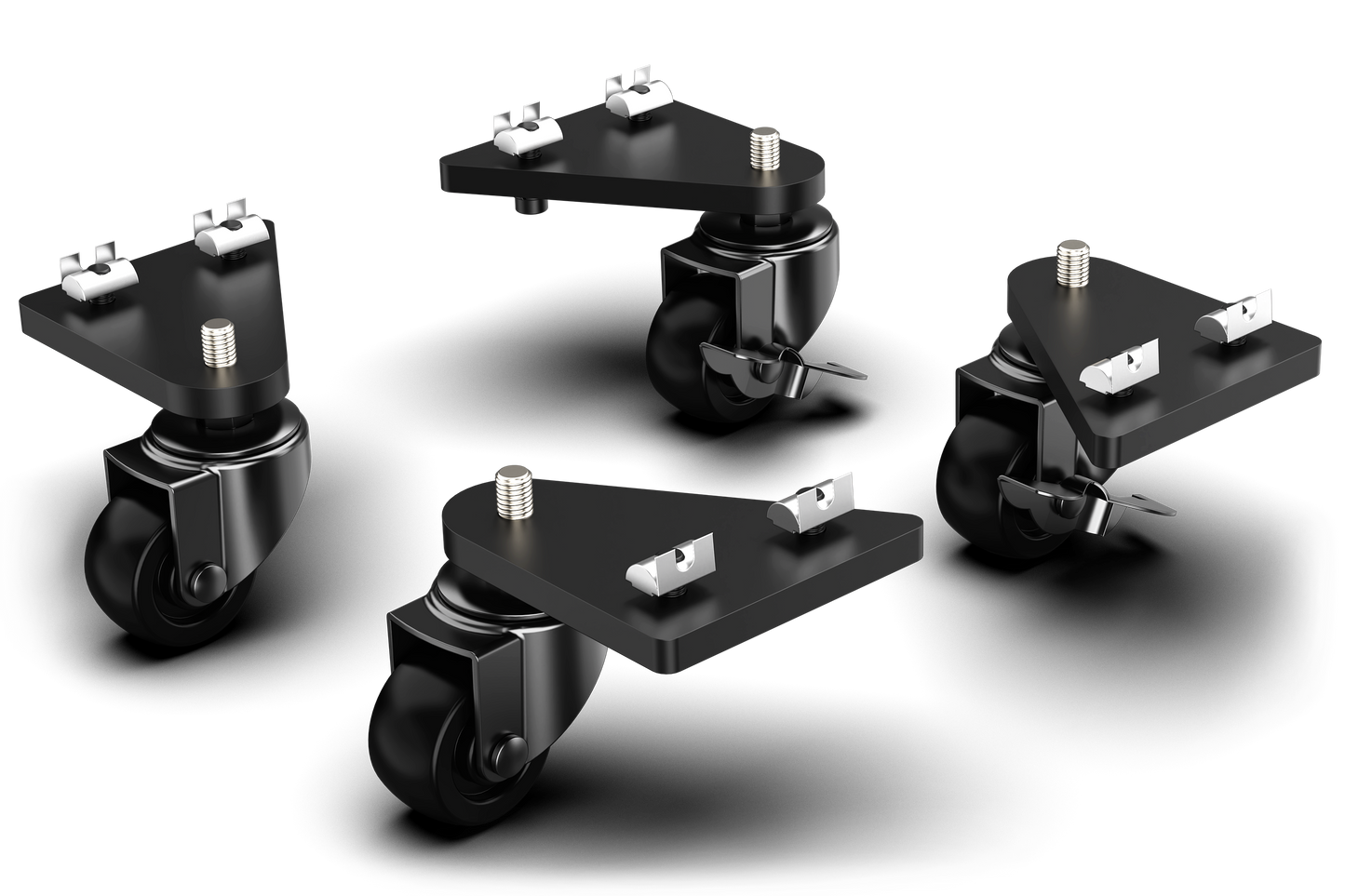 Universal Caster Wheels with Brake & Mounting Brackets – Trak Racer